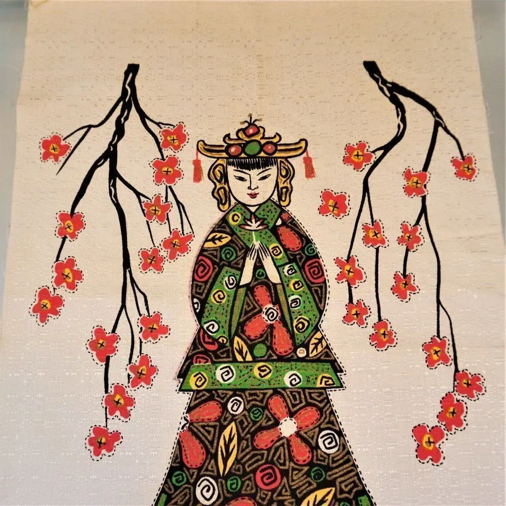Office | Vintage Japanese Geisha Silk Picture Panel ...